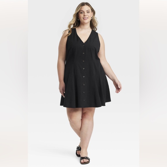 Universal Thread | Dresses | Universal Thread Black Buttonfront Godet ...